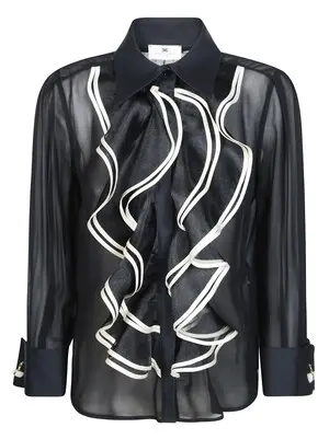 Elisabetta Franchi Shirt With Classic Collar And Button Front - Nero