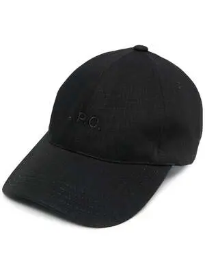 A.p.c. Cotton Visor Hat With Adjustable Back Closure & Embroidered Logo - Nero