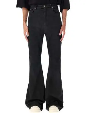 Rick Owens High-waist Flared Leg Coated Denim Jeans - Black Wax