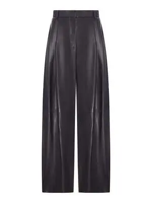 Giorgio Armani Wide Nappa Trousers With Pleats - Multicolor