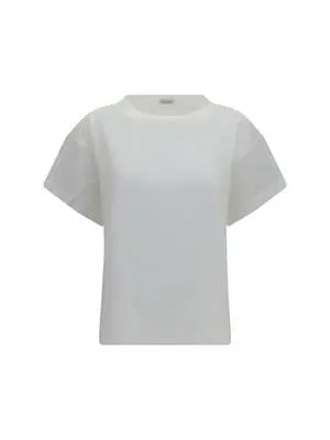 Brunello Cucinelli Cotton T-shirt With Sheer Sleeves And Side Panels - White