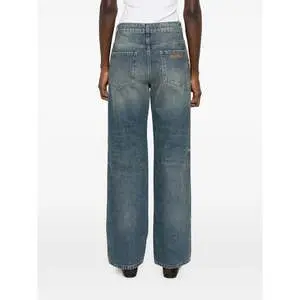 Miu Miu Straight Leg Jeans With Sandblasted Finish - Blue