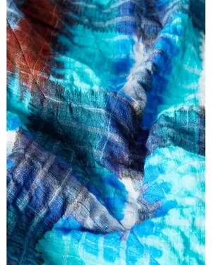Whistles Textured Checked V Neck Dress - Blue Multi