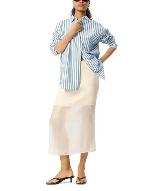 Whistles Cotton Blend Poplin Stripe Shirt
