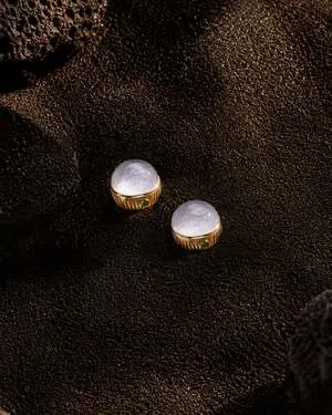 NELLY ROJAS Crystal Quartz Torus Stud Earrings 18k Gold