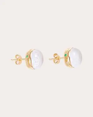 NELLY ROJAS Crystal Quartz Torus Stud Earrings 18k Gold