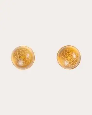 NELLY ROJAS Citrine Torus Stud Earrings 18k Gold - Orange