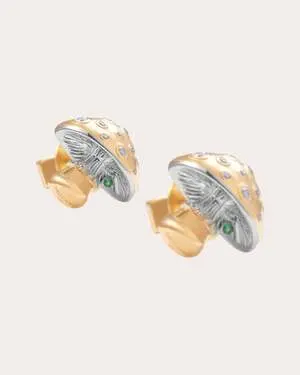 NELLY ROJAS Diamond Mini Mycelium Funghi Stud Earrings