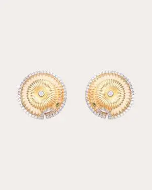 NELLY ROJAS 18k Yellow Diamond And Emerald Stud Earrings - Gold
