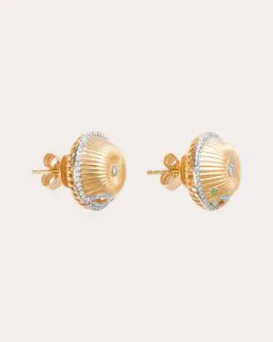 NELLY ROJAS 18k Yellow Diamond And Emerald Stud Earrings