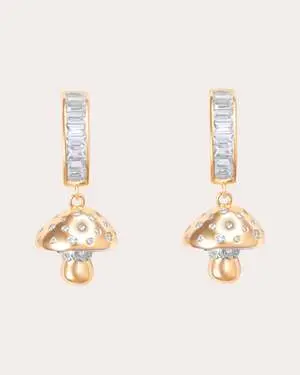 NELLY ROJAS Diamond Mycelium Funghi Drop Earrings - Gold