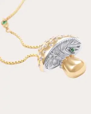 NELLY ROJAS Diamond Mycelium Funghi Pendant Necklace