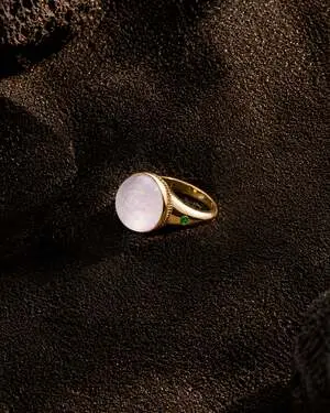 NELLY ROJAS Crystal Quartz Torus Pinky Ring 18k Gold