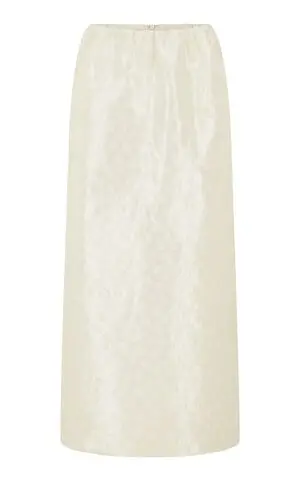 HARRIS TAPPER Mies Embroidered Taffeta Maxi Skirt - Ivory