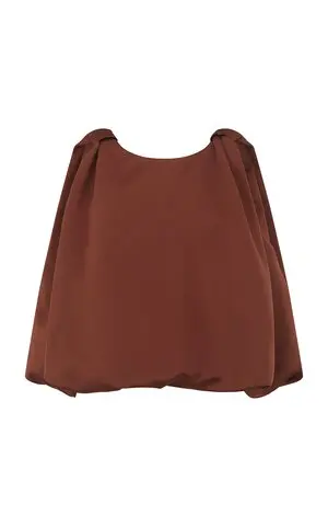 HARRIS TAPPER Knot Satin Faille Top - Brown