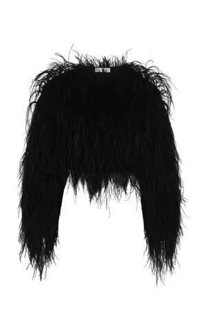 HARRIS TAPPER Aitti Ostrich Feather Jacket - Black