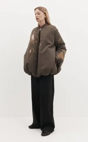 HARRIS TAPPER Chloe Laminated Nylon Bomber Jacket