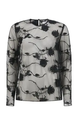 HARRIS TAPPER Frances Rose Tulle Blouse - Black