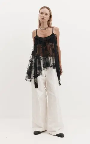 HARRIS TAPPER Park Rose Tulle Top