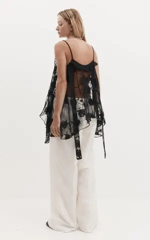 HARRIS TAPPER Park Rose Tulle Top