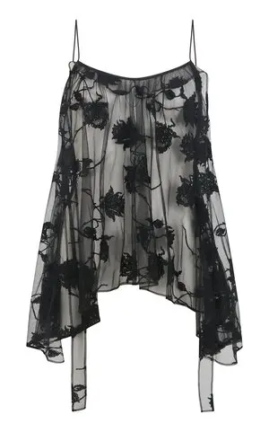 HARRIS TAPPER Park Rose Tulle Top - Black