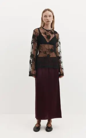 HARRIS TAPPER Camilla Silk Satin Midi Skirt