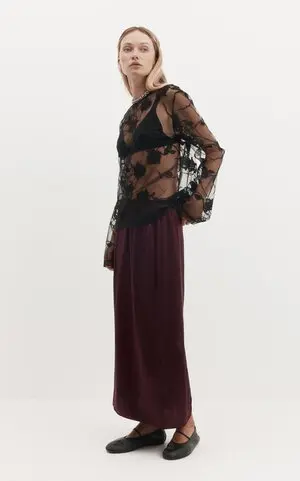 HARRIS TAPPER Camilla Silk Satin Midi Skirt
