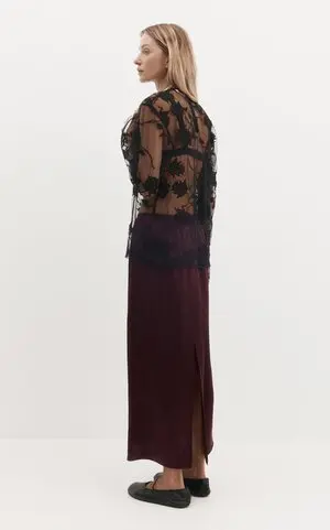 HARRIS TAPPER Camilla Silk Satin Midi Skirt