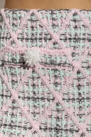 SELF-PORTRAIT Checked Knit Mini Skirt