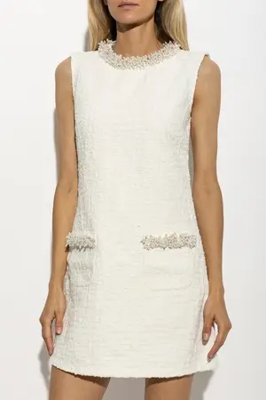 SELF-PORTRAIT Textured Denim Dress