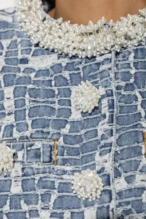 SELF-PORTRAIT Textured Denim Jacket
