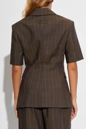 GANNI Wool Blazer With Short Sleeves