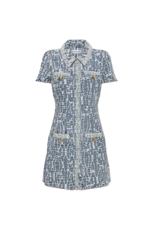 SELF-PORTRAIT Textured Denim Dress