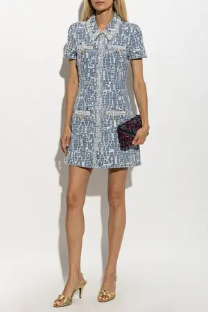 SELF-PORTRAIT Textured Denim Dress