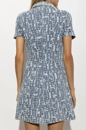 SELF-PORTRAIT Textured Denim Dress