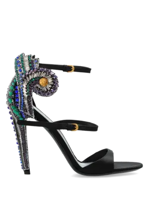 Versace Heeled Sandals With Gold Tone Detailing