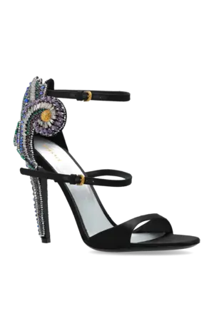 Versace Heeled Sandals With Gold Tone Detailing