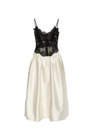 SELF-PORTRAIT Taffeta Dress With Contrasting Lace