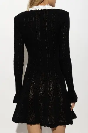 SELF-PORTRAIT Knit Dress With Floral Trim
