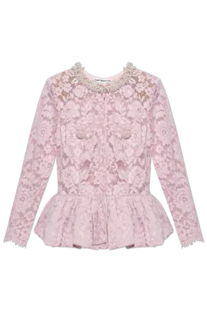 SELF-PORTRAIT Lace Peplum Top - Pink