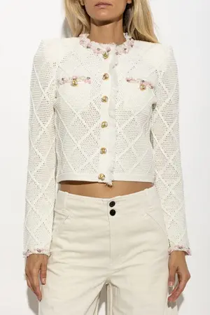 SELF-PORTRAIT Knit Cardigan With Fringes