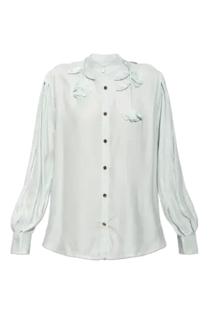 SELF-PORTRAIT Shirt With Embellishment - Light Blue