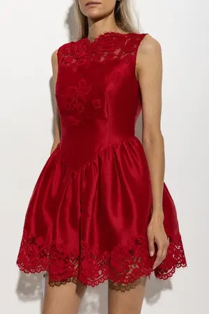 SELF-PORTRAIT Lace Taffeta Dress