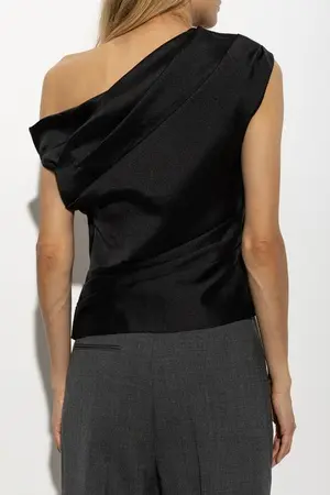 SELF-PORTRAIT Draped Taffeta Top