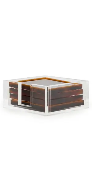 TIZO DESIGN Lucite Coasters And Holder - Tortoise