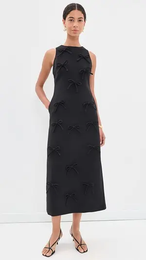 English Factory Bow Detailed Midi Dress - Black