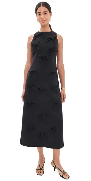 English Factory Bow Detailed Midi Dress - Black