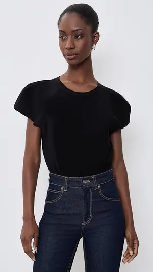 Norma Kamali Cap Sleeve Bomber Bodysuit
