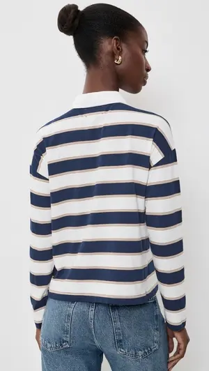 Xirena Troy Top, Striped Polo Shirt With Long Sleeves