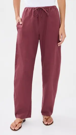 LESET Kyoto Drawstring Pants - Maroon